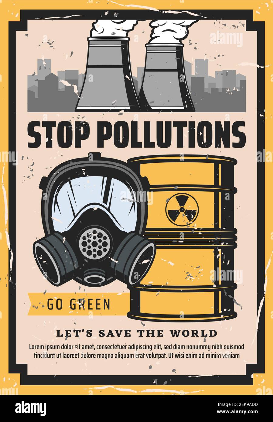 Stop pollution vector poster of ecology protection and save world ...