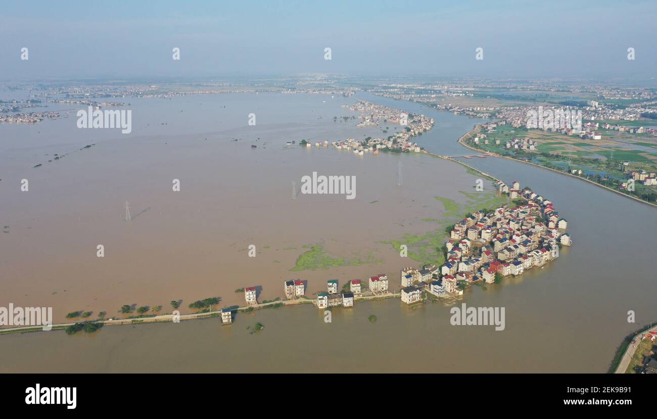 An aerial view of the Poyang Lake, the largest freshwater lake in China ...