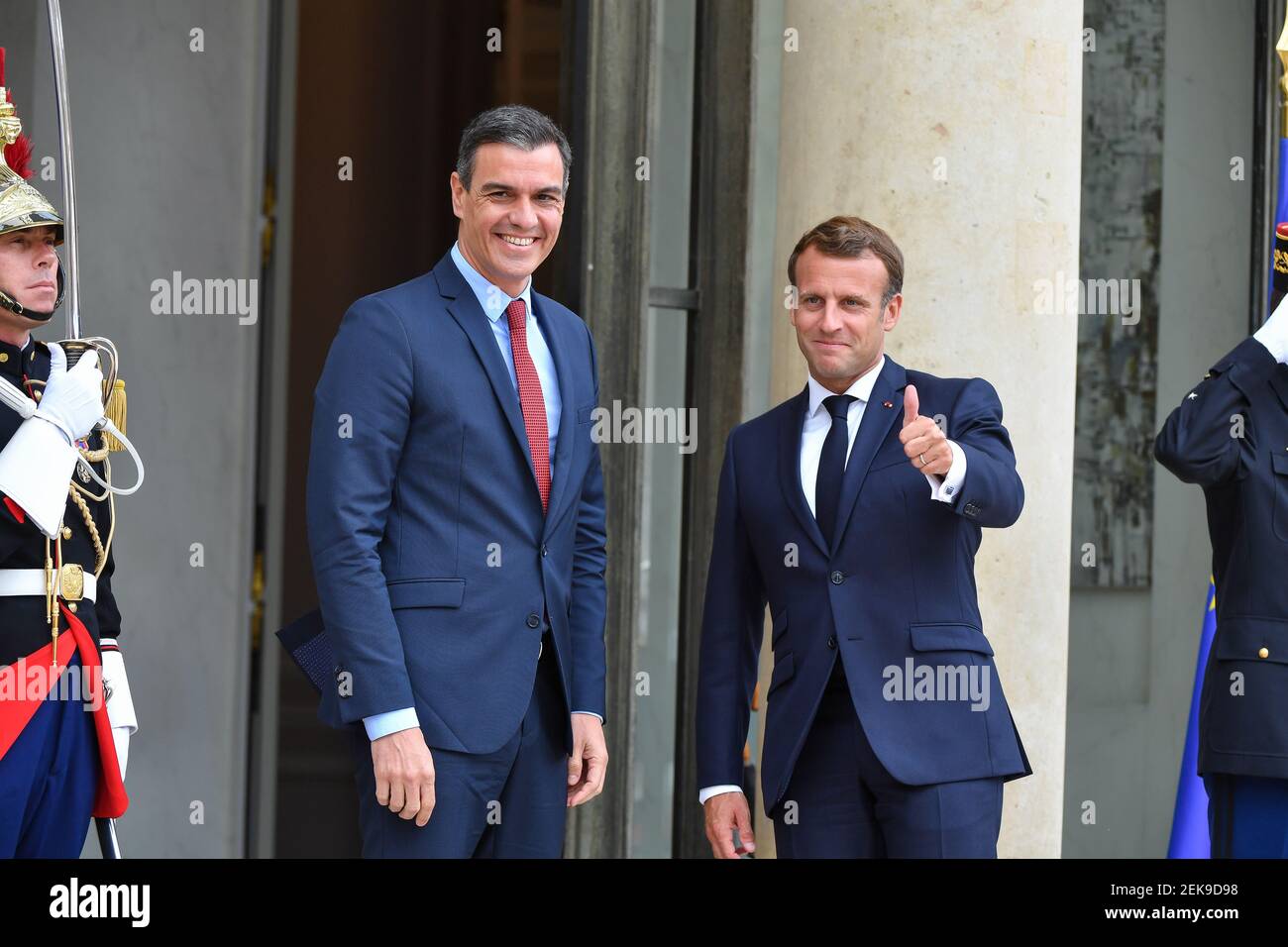 Emmanuel Macron, the President of the Republic receives Mr. Pedro ...