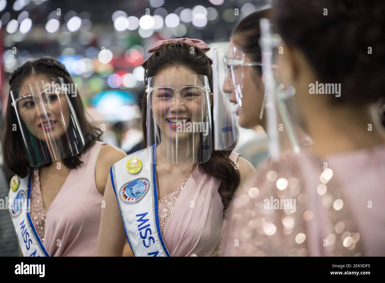 Miss Motor Show 2020 contestants wearing face shields as a precaution ...