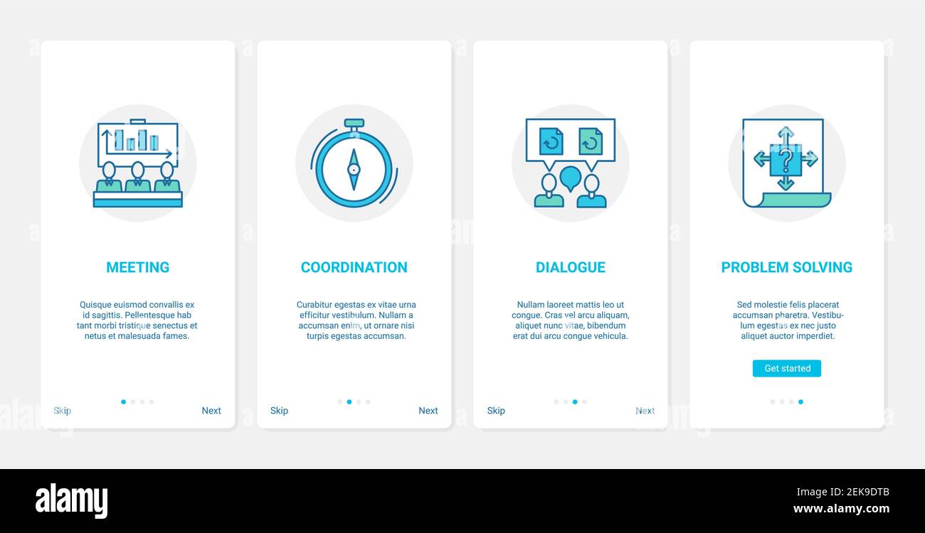Business communication, meeting conference vector illustration. UX, UI onboarding mobile app ...
