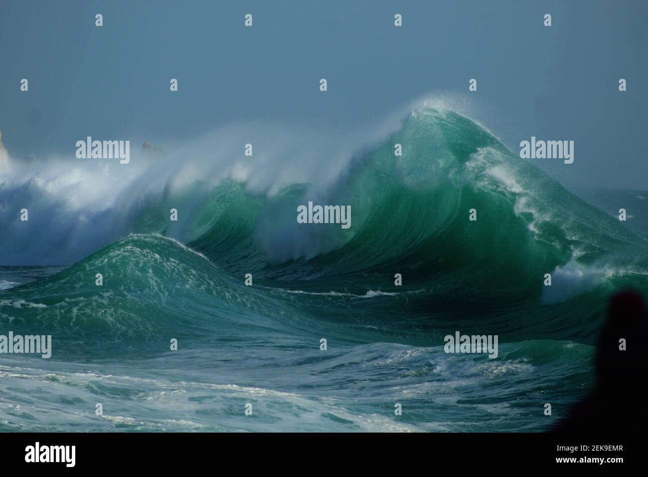 A Dam and Stormy Ocean Stock Photo - Alamy