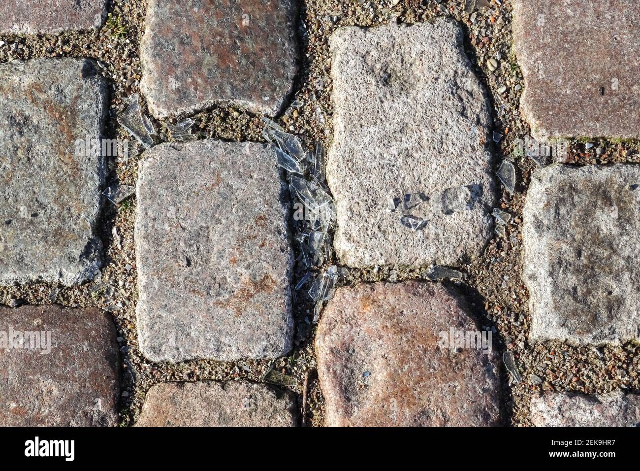 Detailed close up on old historical cobblestone roads and walkways all ...