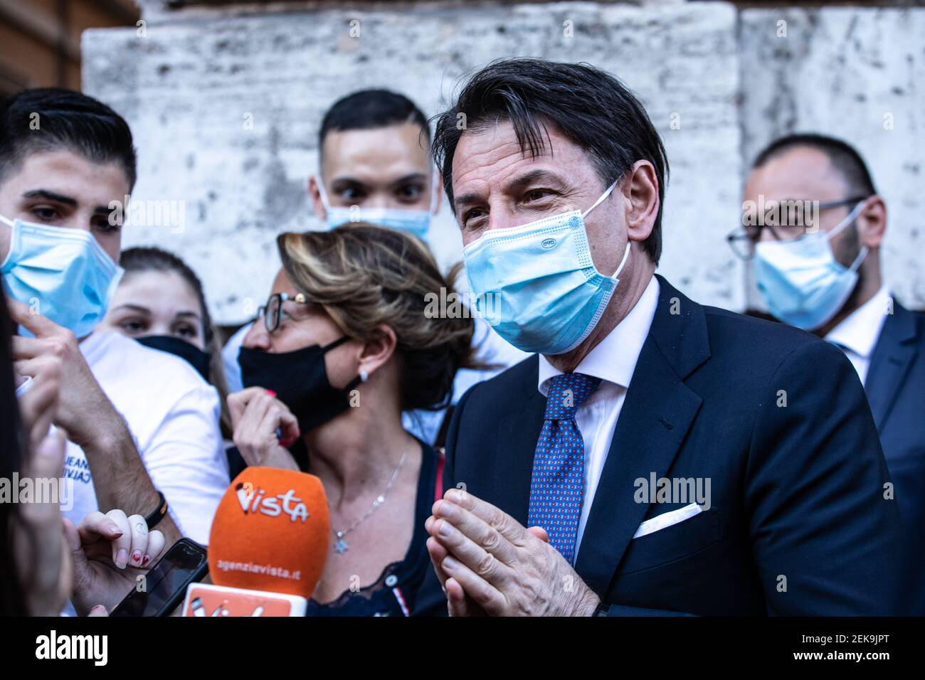 Prime Minister, Giuseppe Conte speaks to the media after a senate ...