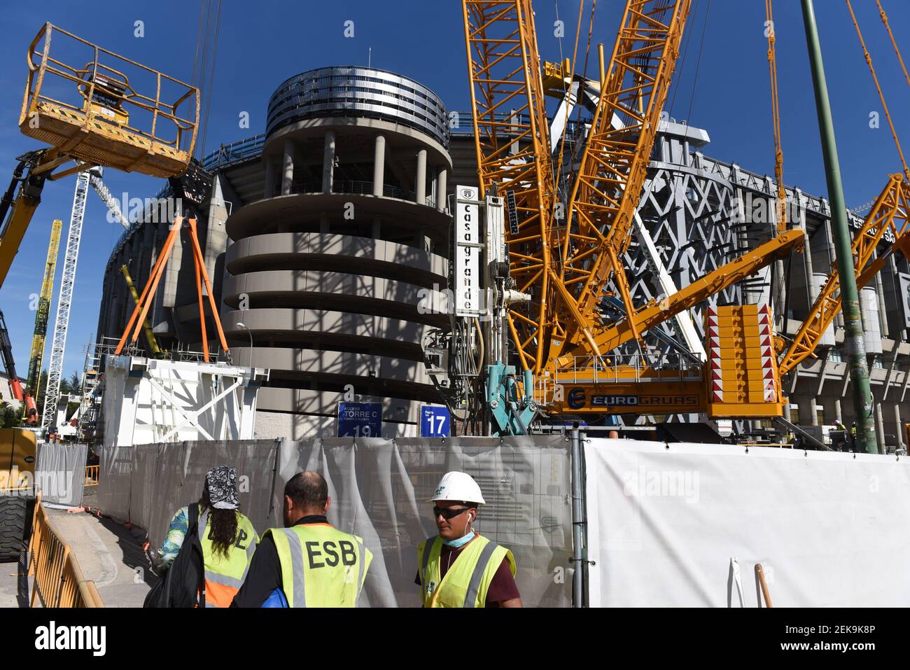 A view of Santiago Bernabeu stadium during its renovation. The new ...