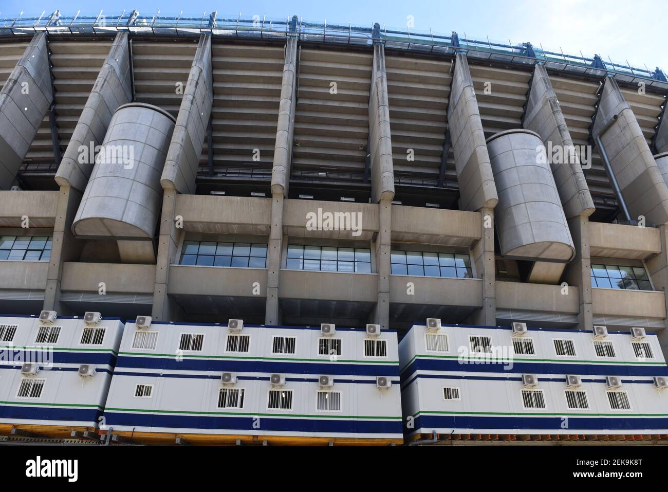 A view of Santiago Bernabeu stadium during its renovation. The new ...