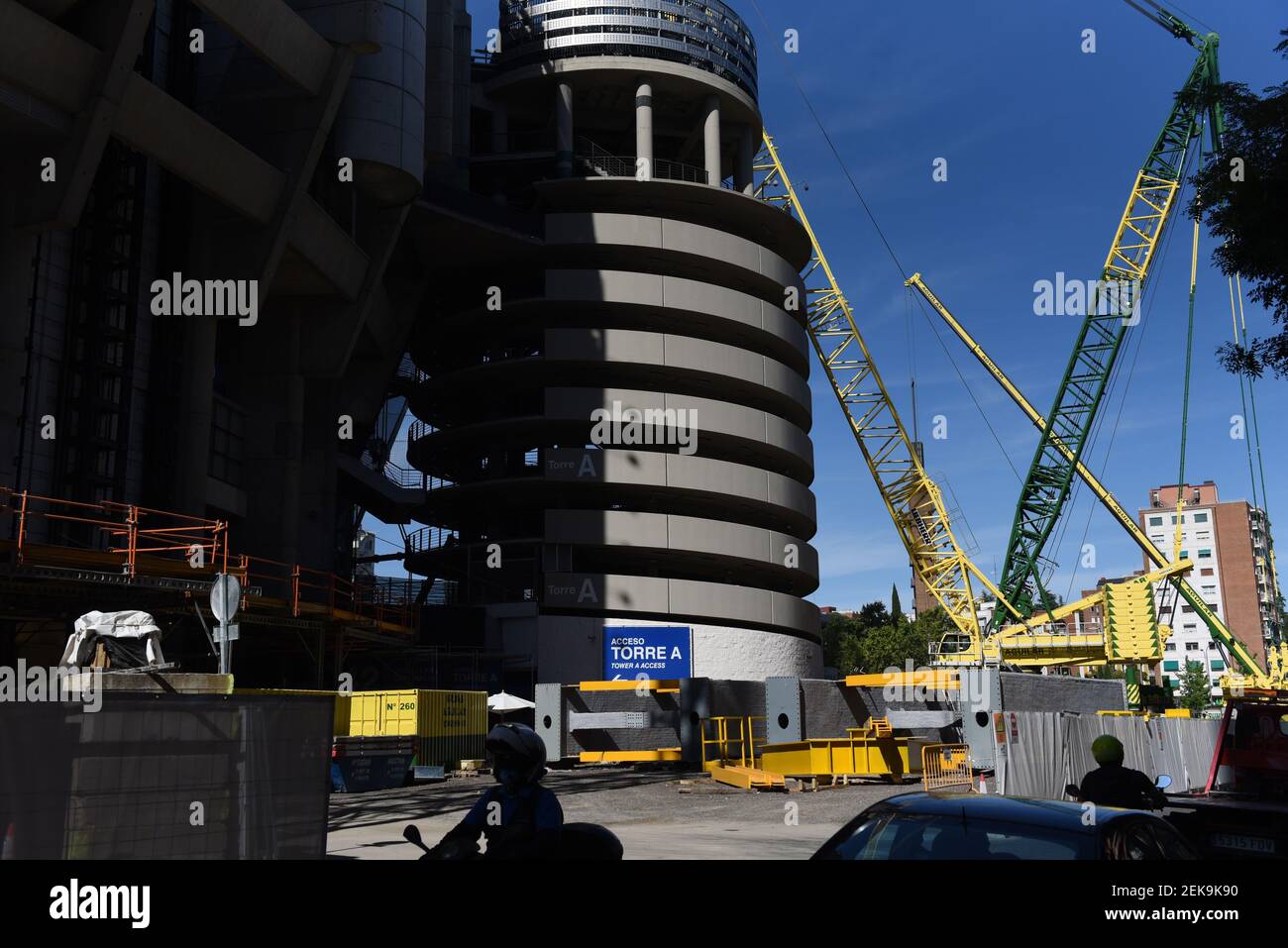 A view of Santiago Bernabeu stadium during its renovation. The new ...