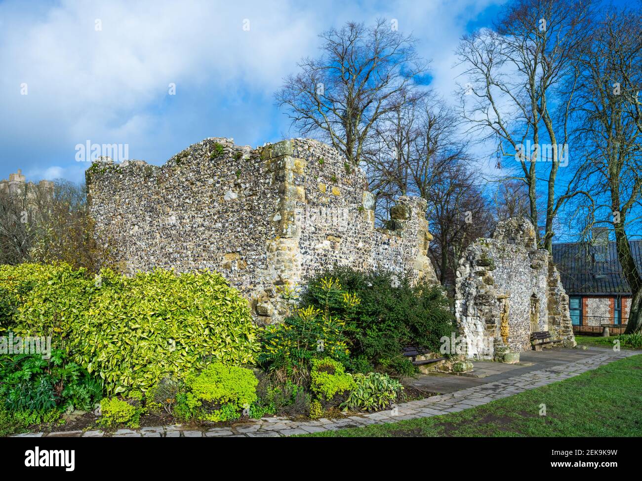 Ancient ruins and remains of the Dominican Friary in Arundel, West ...