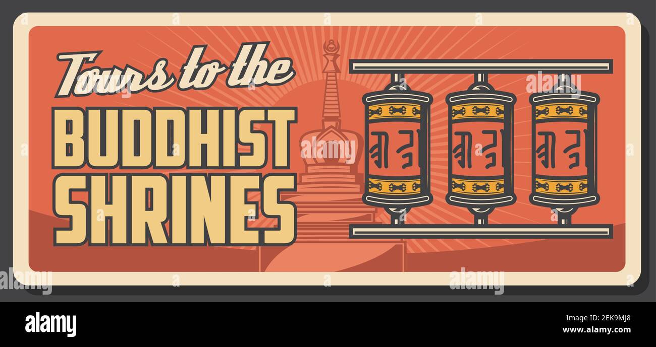 Buddhist prayer wheels of Tibetan monastery or Bhutanese temple monks ...