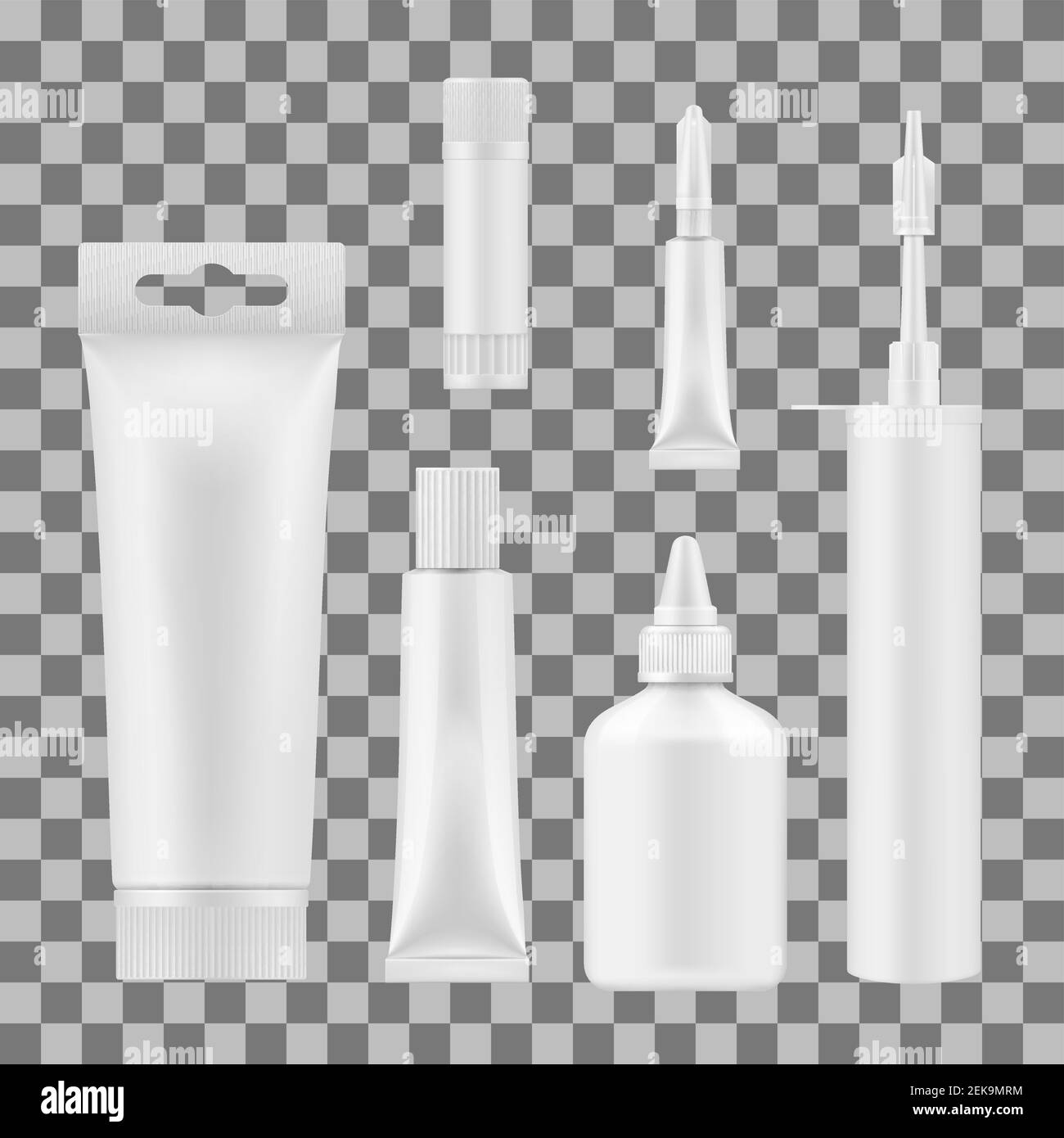 Glue tube, bottles and stick vector mockups. Blank package templates of ...