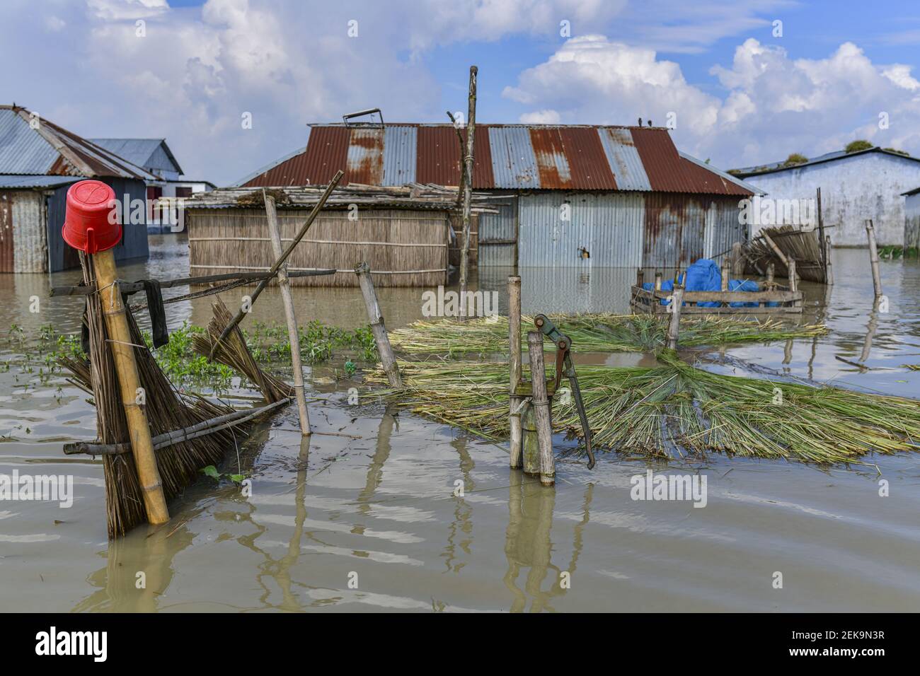 Houses are seen flooded waters in Bogura. One third of Bangladesh is ...
