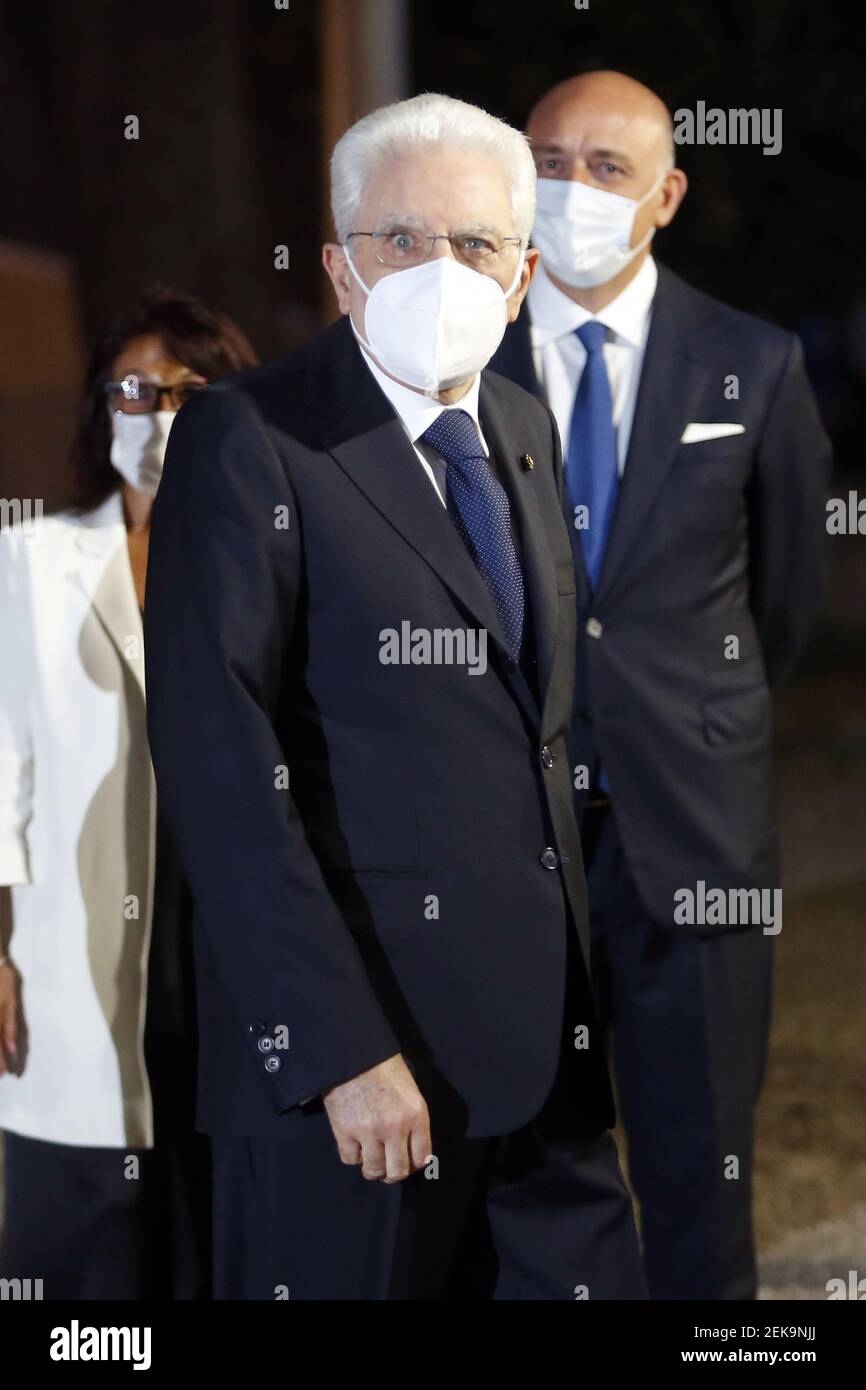 The President of the Italian Republic Sergio Mattarella arrives at ...