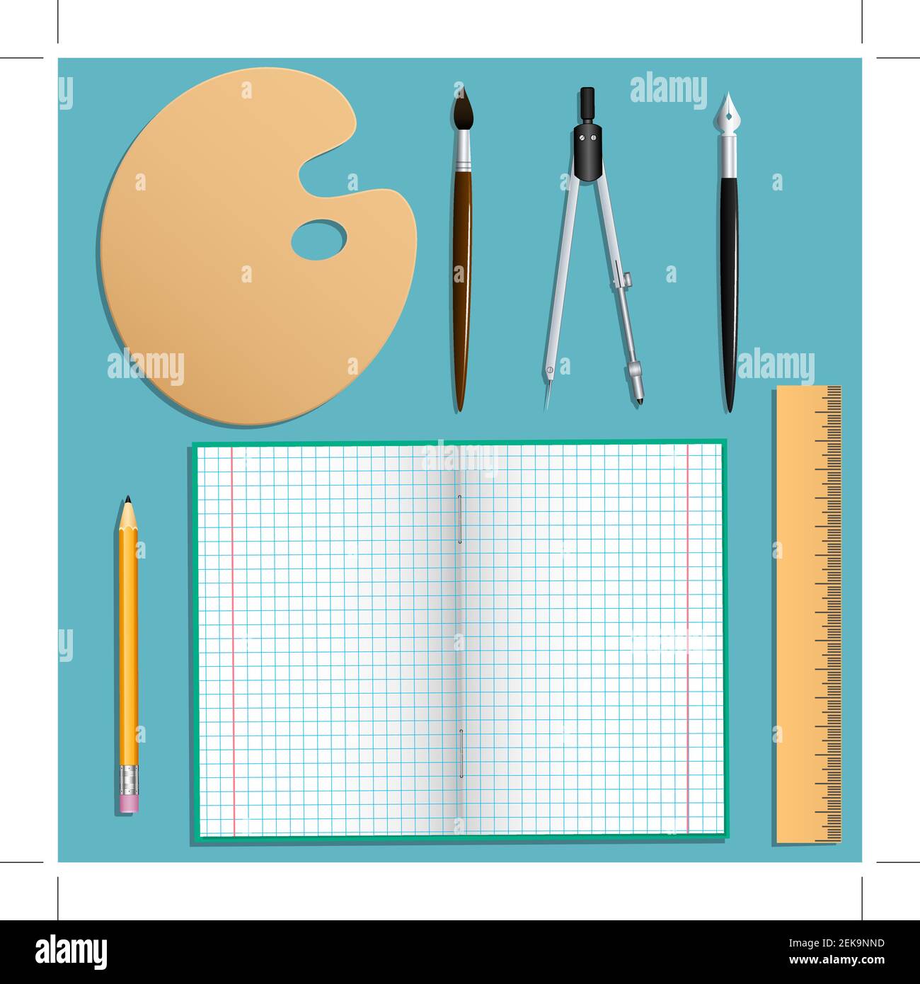 Set of stationery for school and creative work. Isolated objects ...