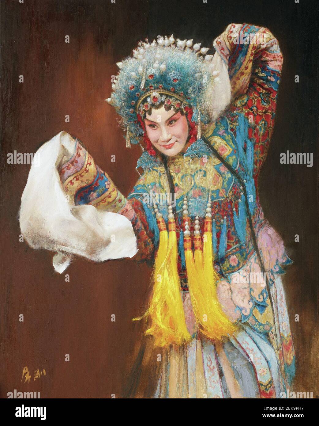 Chinese opera oil painting of artist Zhu Gang, a Chinese Asian Modern ...