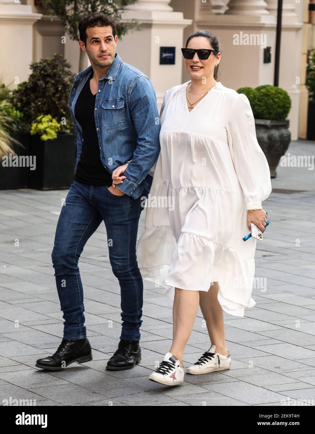 Kelly Brook And Jeremy Parisi arrive at the Global Radio Studios In ...