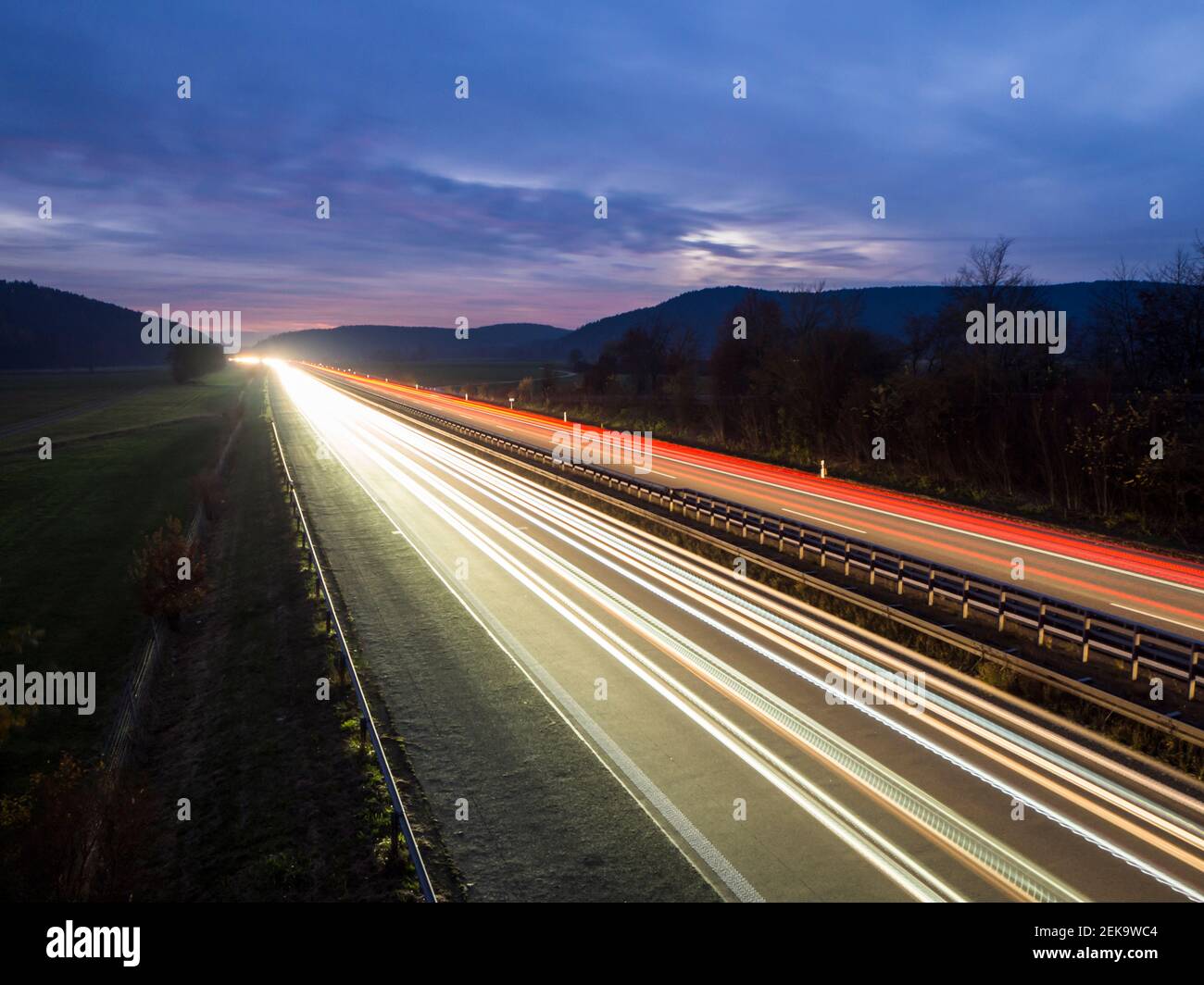 Light trails on motorway hi-res stock photography and images - Alamy