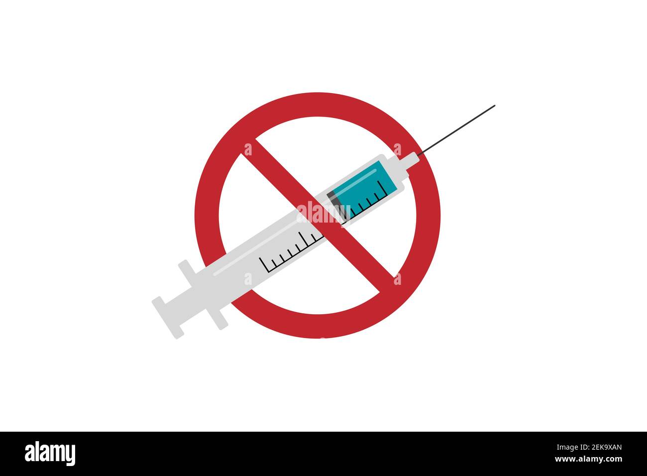 No vaccine, icon isolated. No syringe sign. against vaccination. Flat ...
