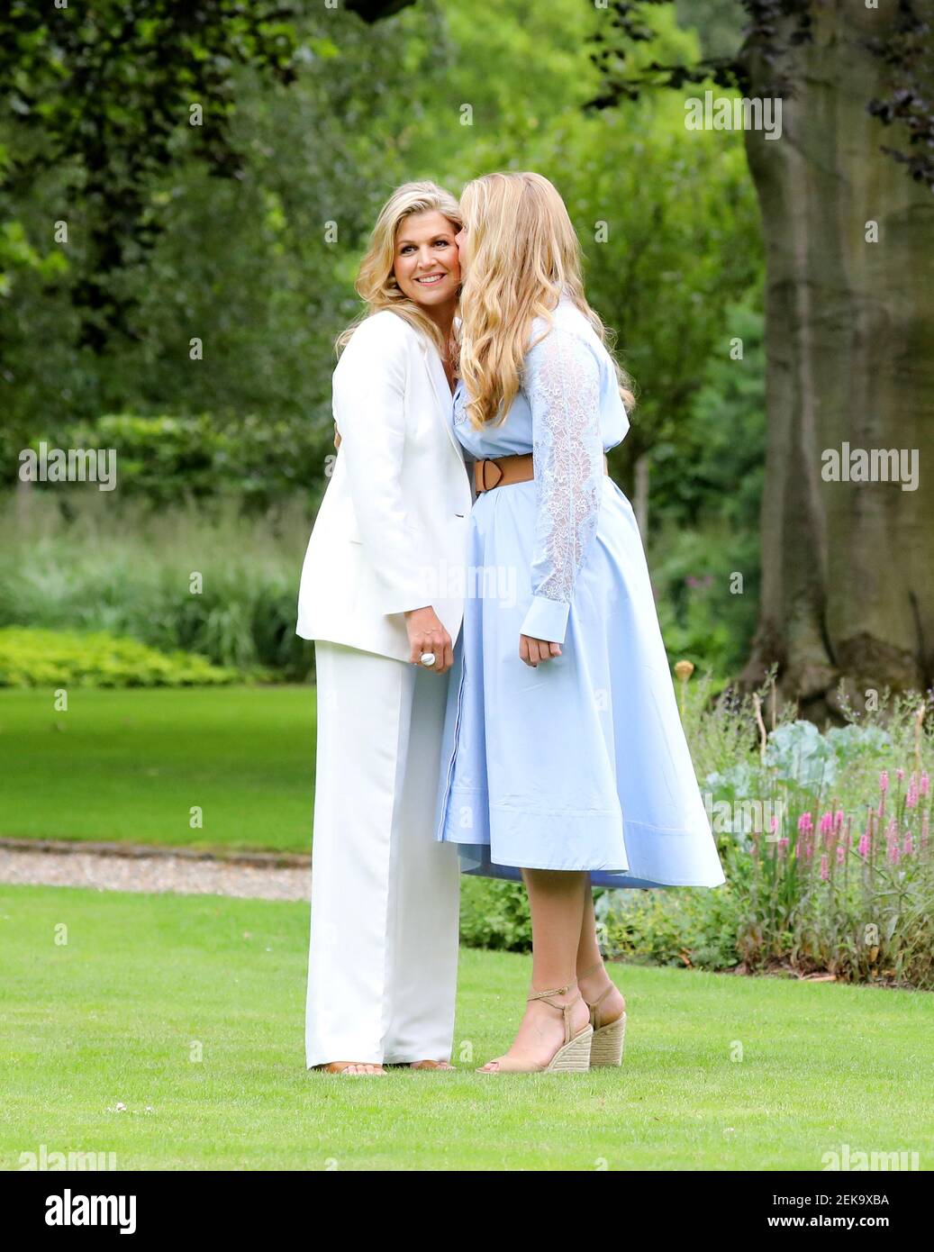 Queen Maxima and Princess Amalia pose for the media during the annual ...