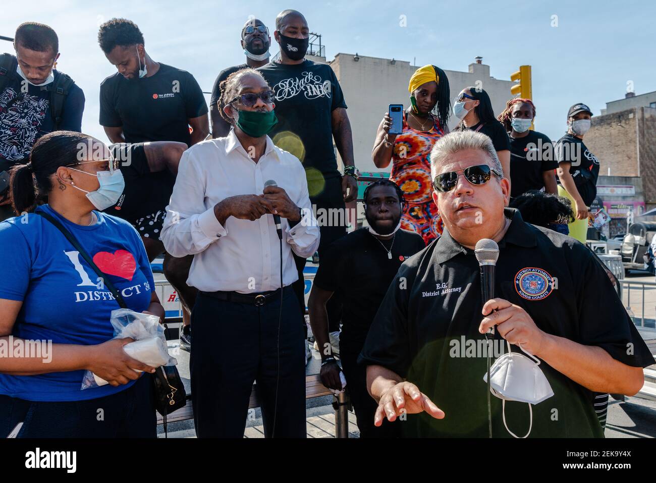 Brooklyn District Attorney Eric Gonzalez speaks at a rally after the ...