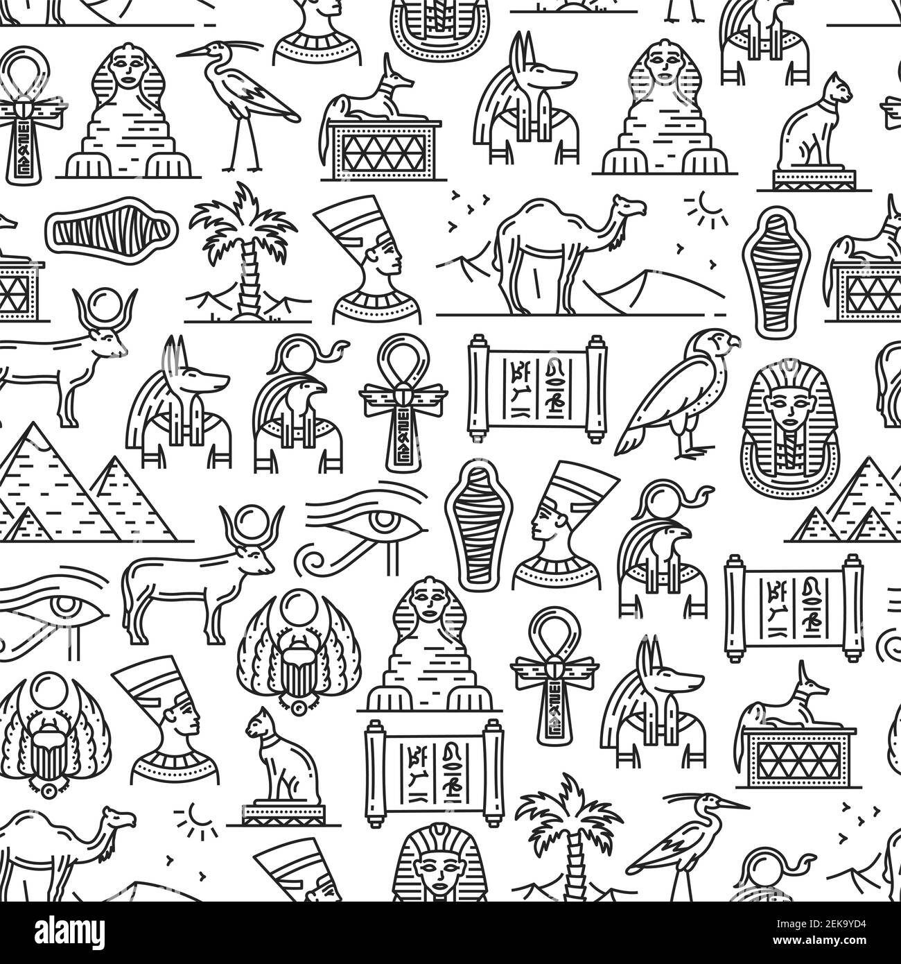 Ancient Egyptian culture and historic symbols seamless pattern. Vector ...