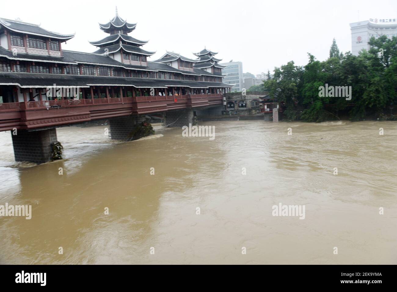 Water level of the Qingjiang river in Enshi county-level city rises as ...