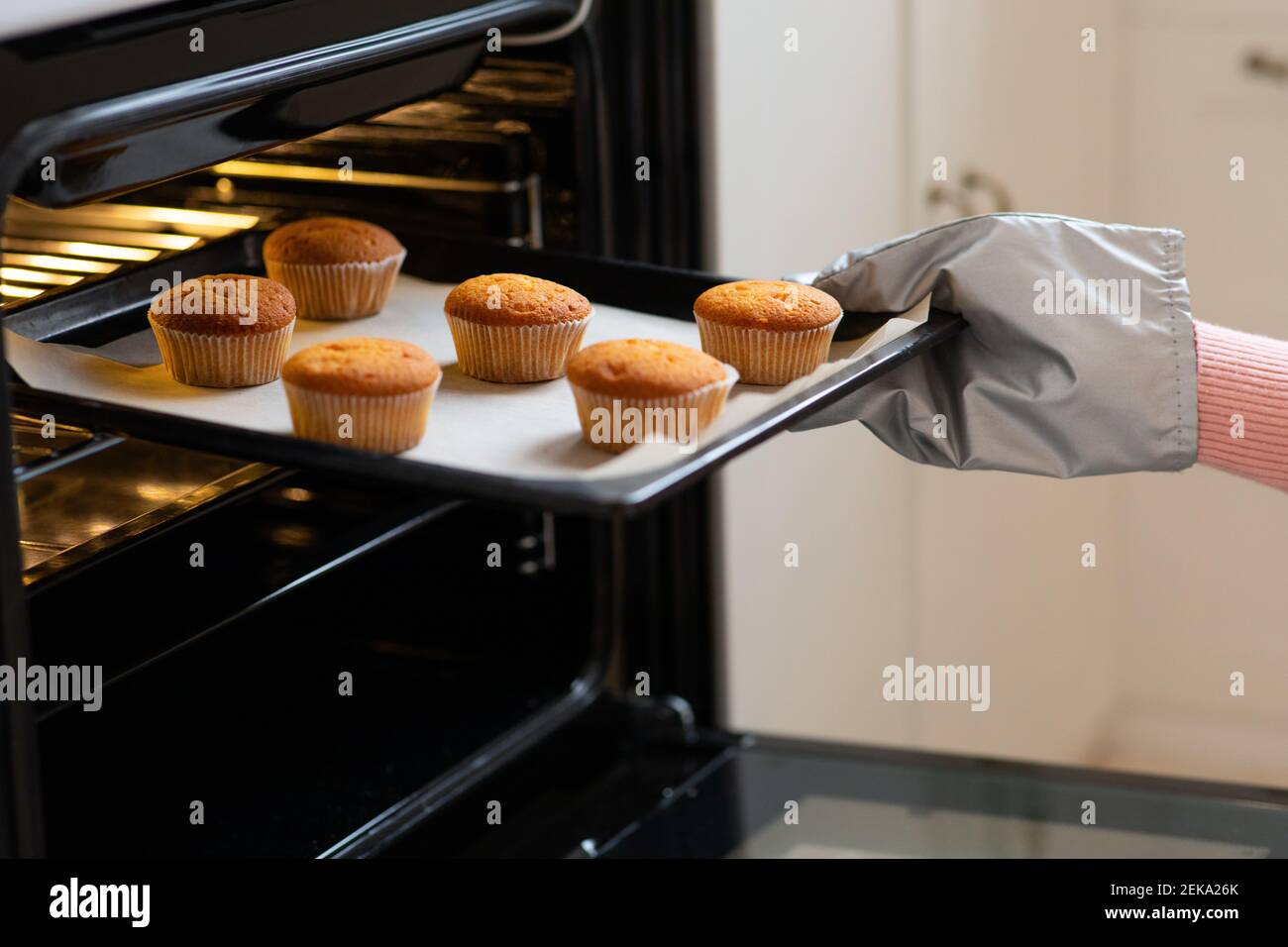 Woman kitchen oven gloves hi-res stock photography and images - Alamy