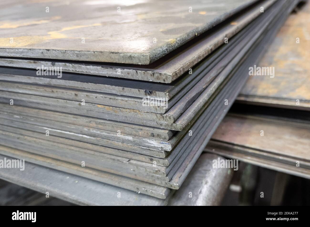 thick hot rolled steel sheets stack corner, close-up Stock Photo - Alamy