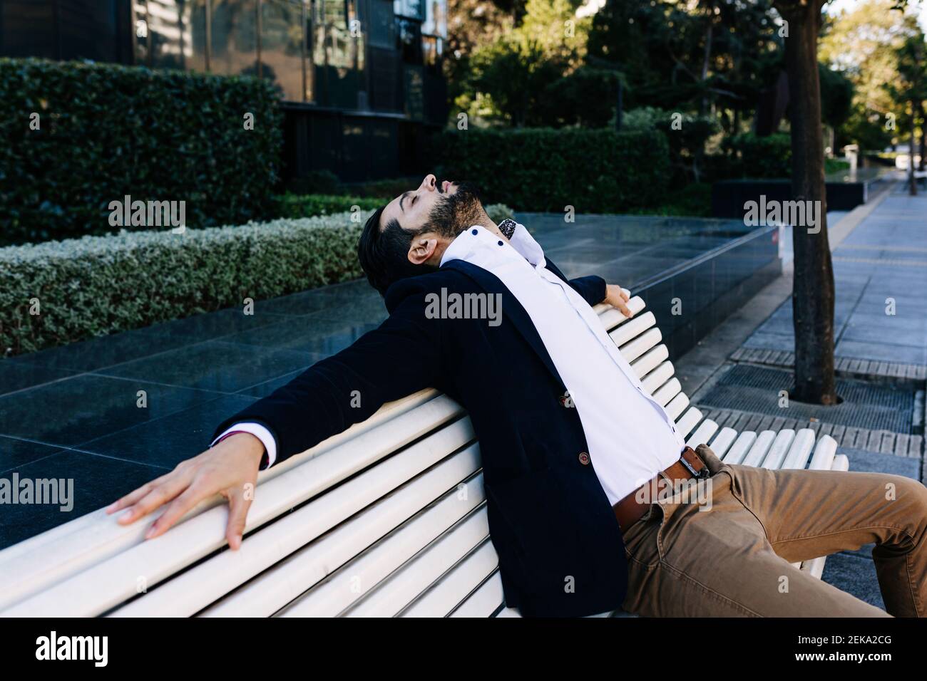 Leaning bench hi-res stock photography and images - Alamy