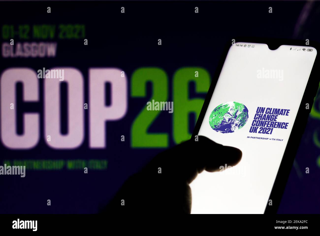 In this photo illustration the 2021 United Nations Climate Change ...