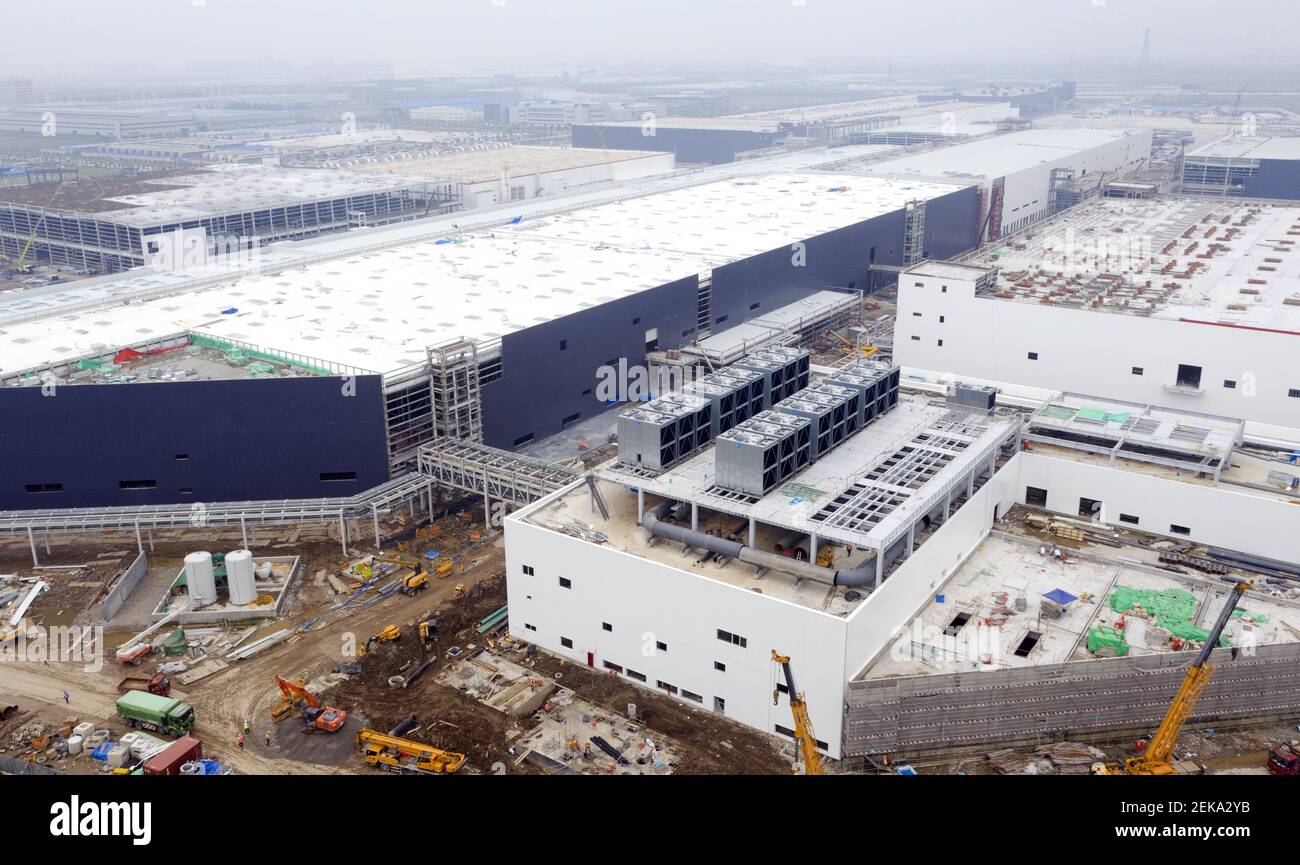 An aerial view of buildings belonging to the phase 2 project of Tesla ...