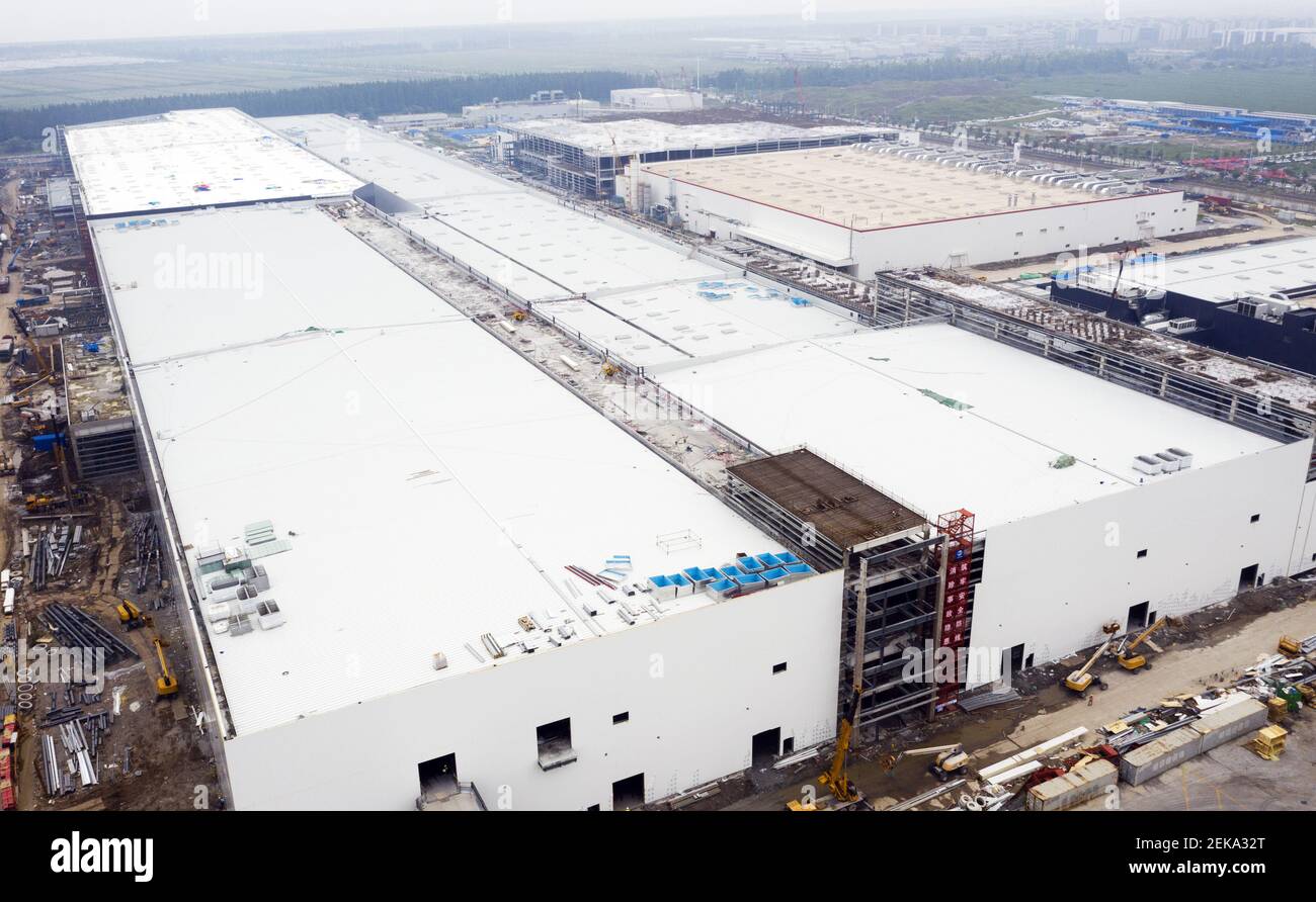 An aerial view of buildings belonging to the phase 2 project of Tesla ...