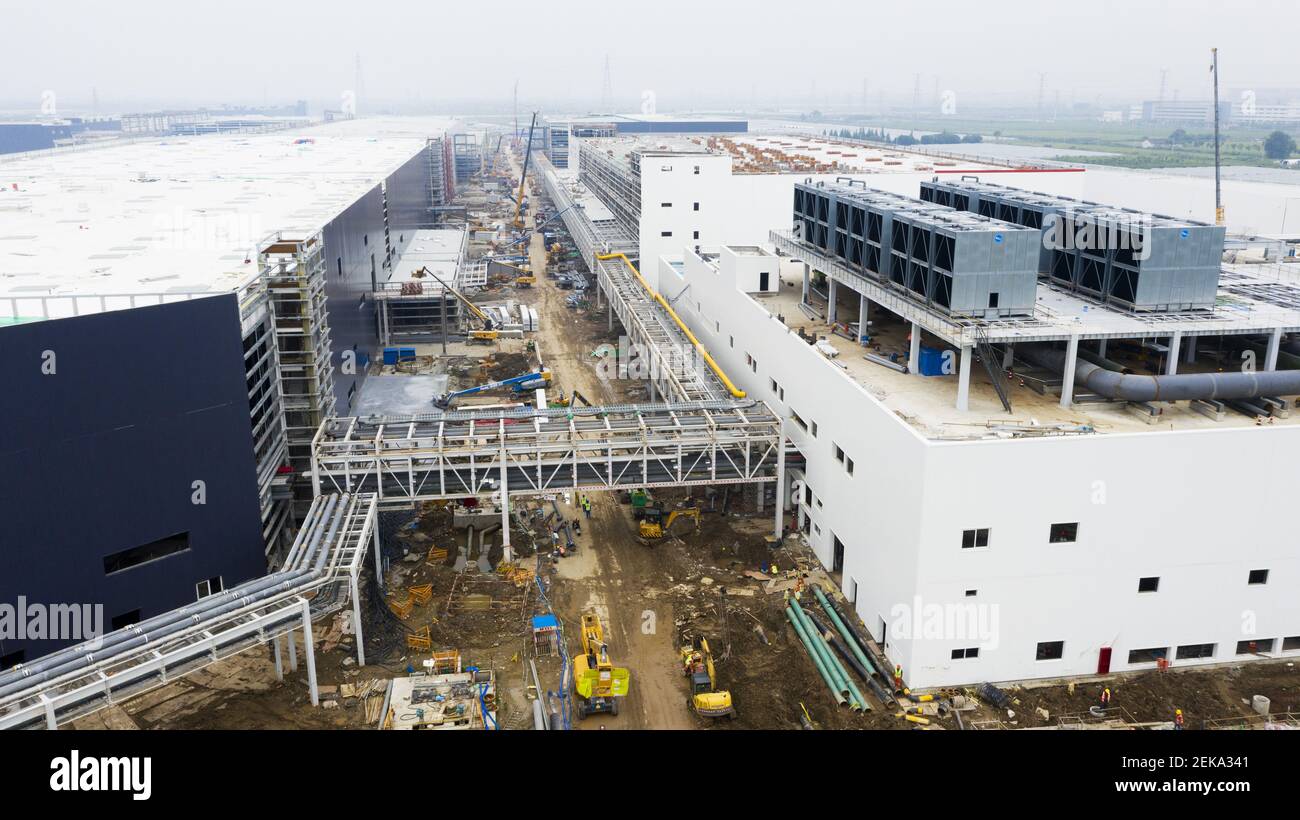 An aerial view of buildings belonging to the phase 2 project of Tesla ...