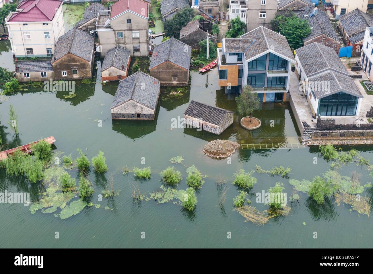 The town was overwhelmed by flood in Nanjing,Jiangsu,China on 19th July ...