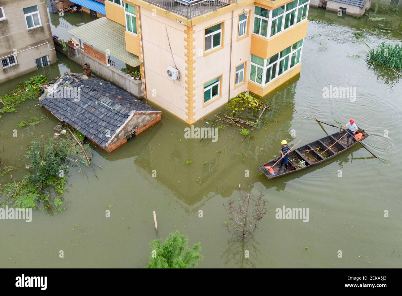 The town was overwhelmed by flood in Nanjing,Jiangsu,China on 19th July ...