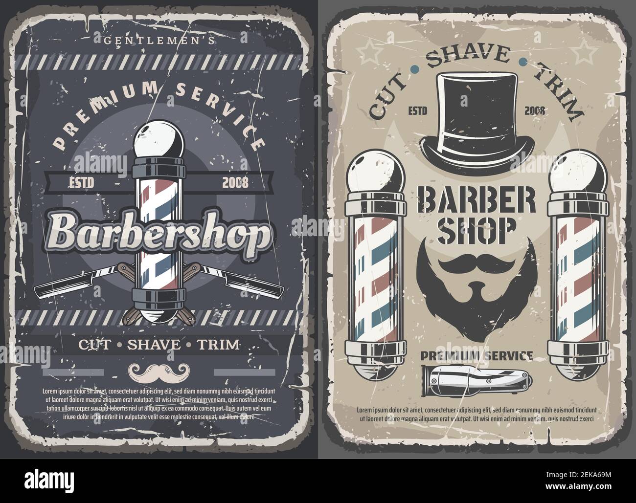 Barbershop vintage posters, premium men haircutter, mustache and beard ...