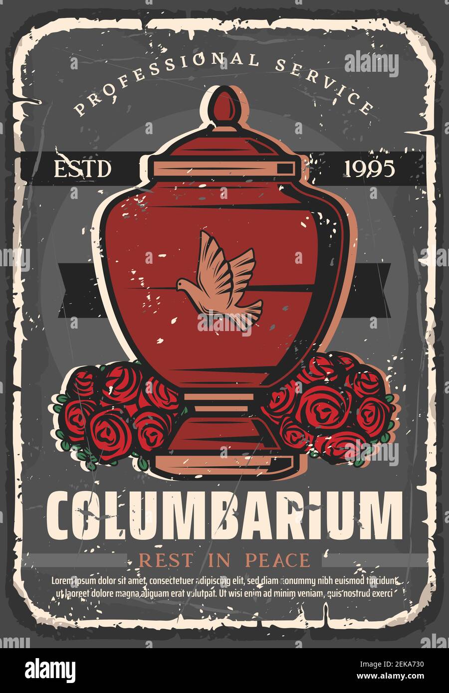 Funeral service agency vintage grunge poster. Vector columbarium ...