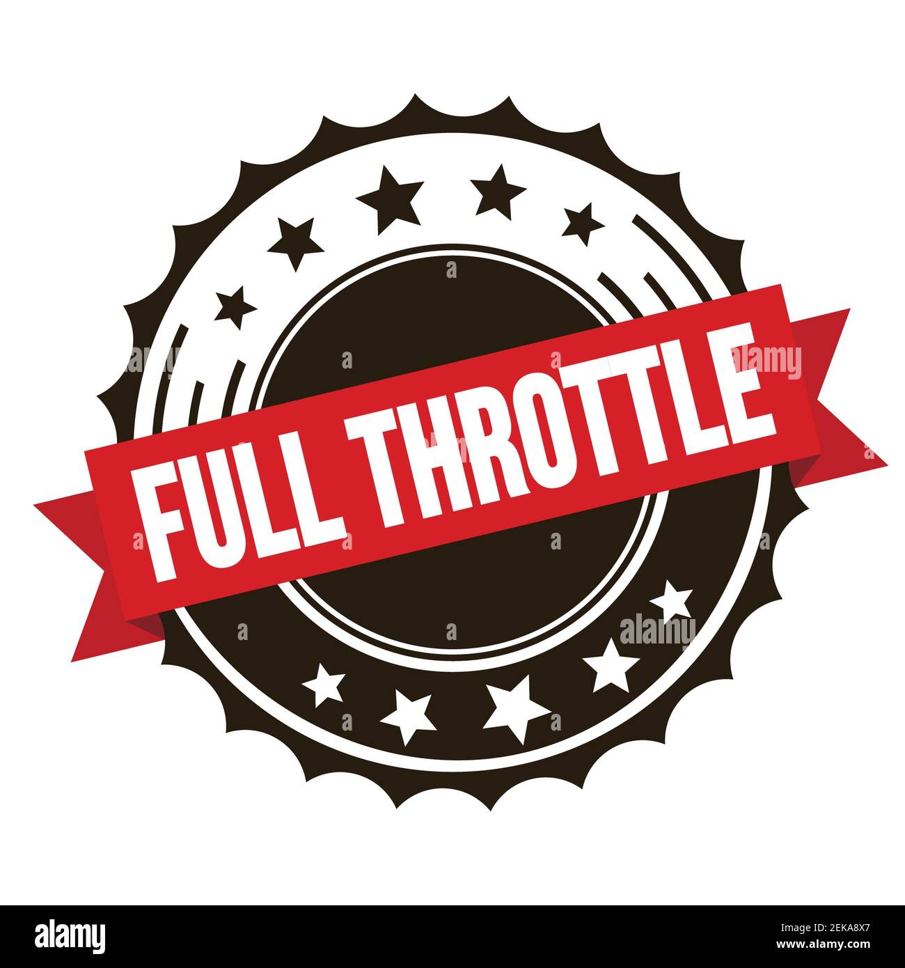 FULL THROTTLE text on red brown ribbon badge stamp Stock Photo - Alamy