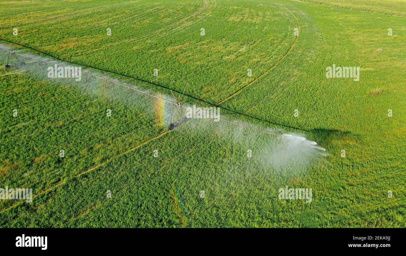Aerial view of field during watering Stock Photo - Alamy
