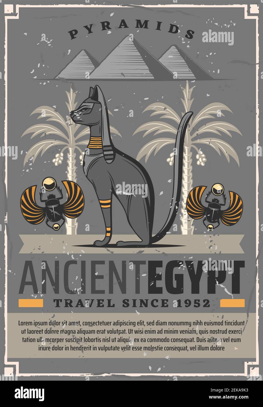 Egypt travel and ancient Egyptian landmarks tourist tours. Vector ...