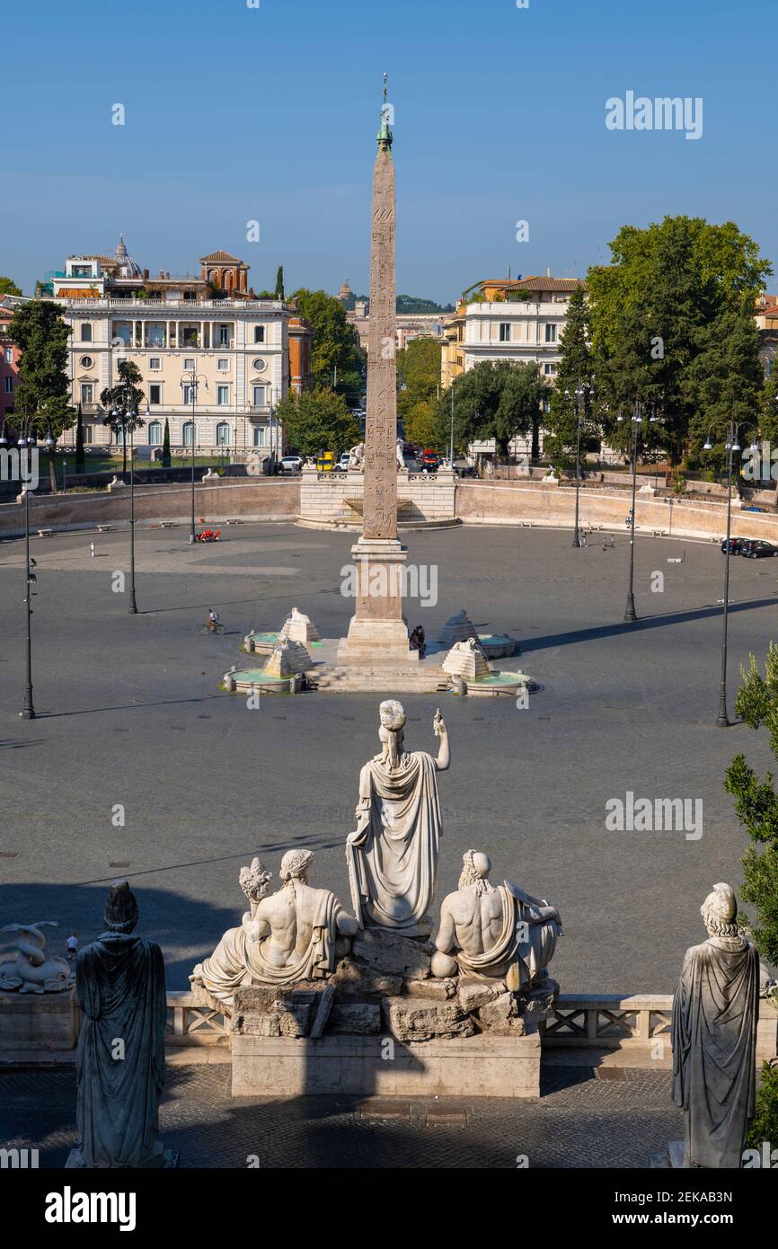 Italy, Rome, Piazza del Popolo, Town square with obelisk and fountain ...