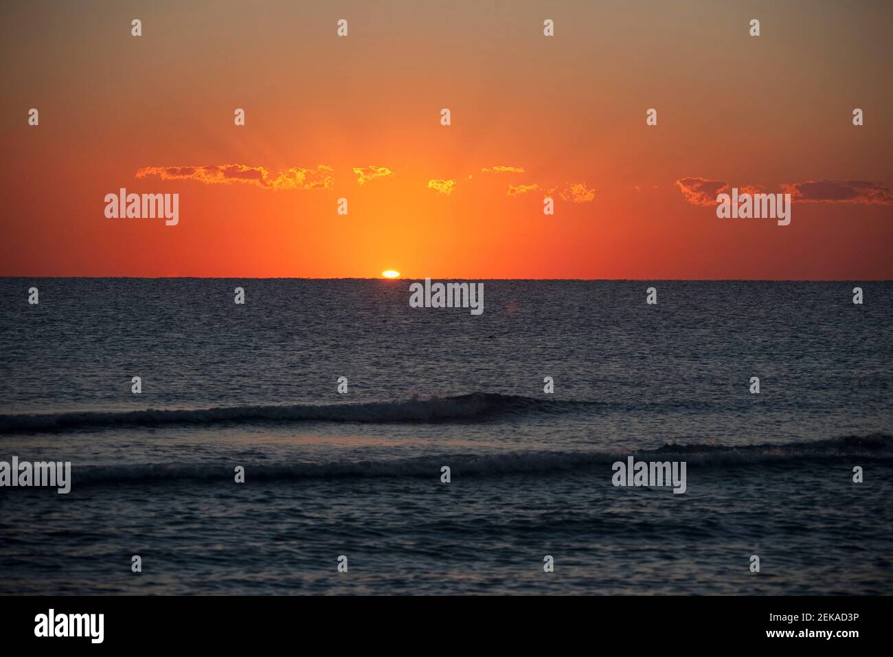 Sunset over the ocean, Miami Beach, Florida, USA Stock Photo - Alamy