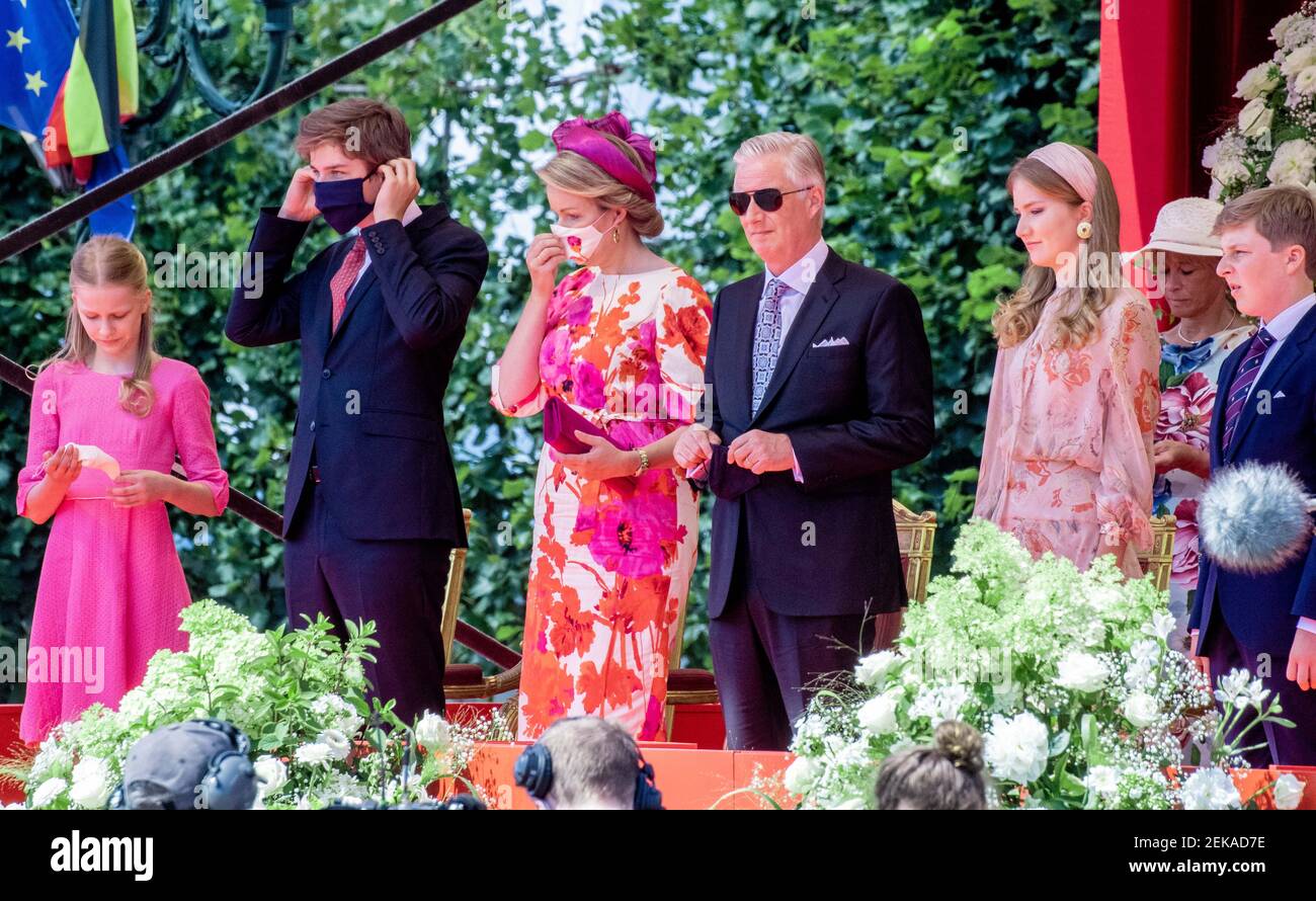 King Philippe, Filip of Belgium and Queen Mathilde with their children ...
