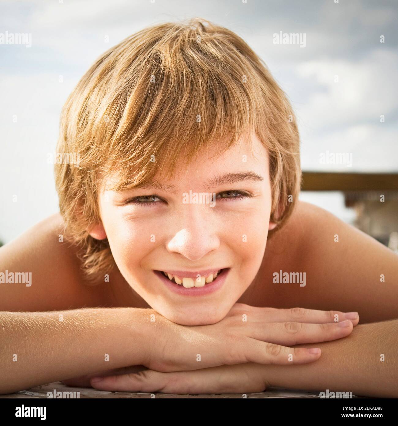 Portrait of a boy smiling Stock Photo - Alamy