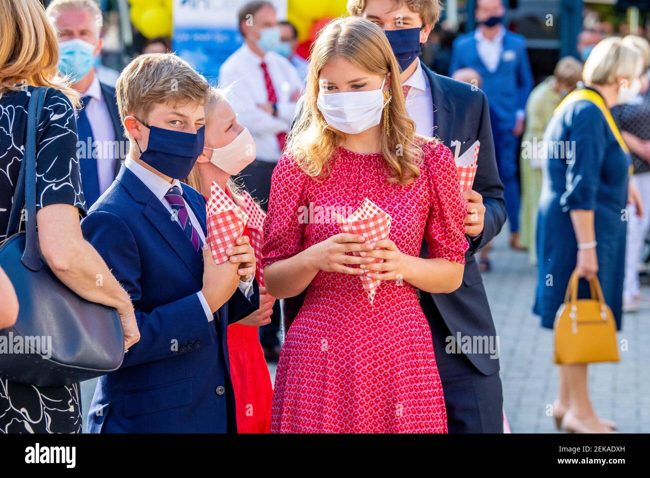Princess Elisabeth of Belgium and Prince Emmanuel visiting the elderly ...