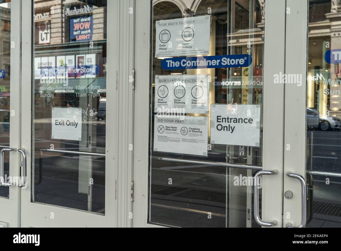 Many retail stores, bank branches and offices put posters on front ...