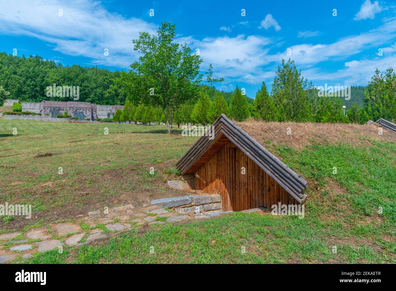 Reconstruction of a medieval wooden shed at Samouil's fortress in ...
