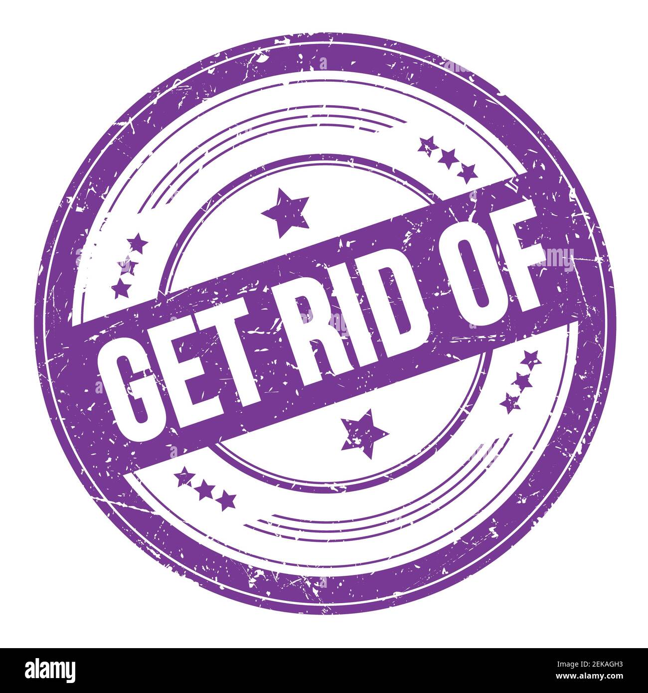 GET RID OF text on violet indigo round grungy texture stamp Stock Photo ...