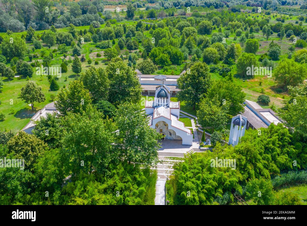 Aerial view of Rupite, a spiritual site dedicated to Baba Vanga in ...
