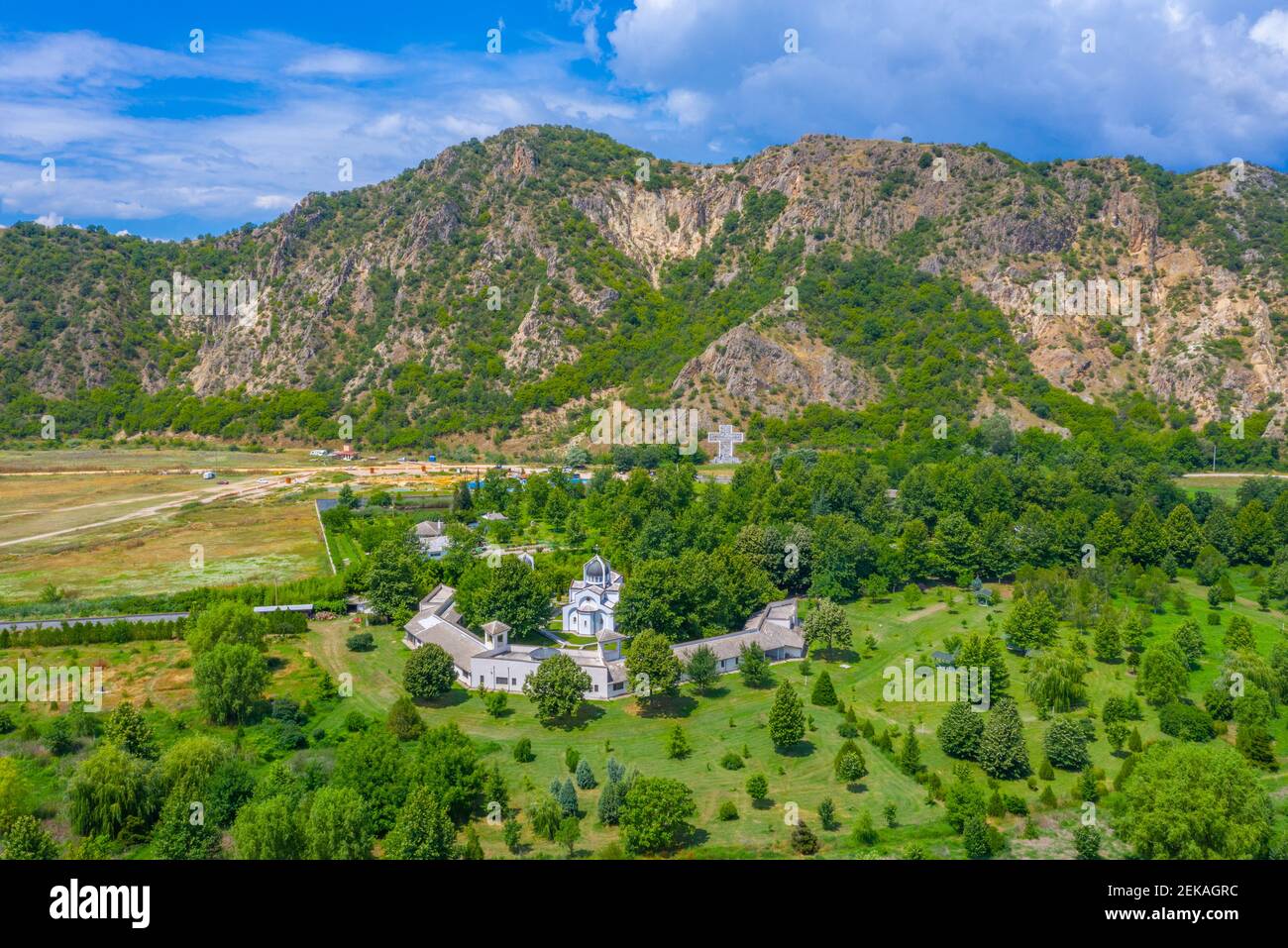 Aerial view of Rupite, a spiritual site dedicated to Baba Vanga in ...