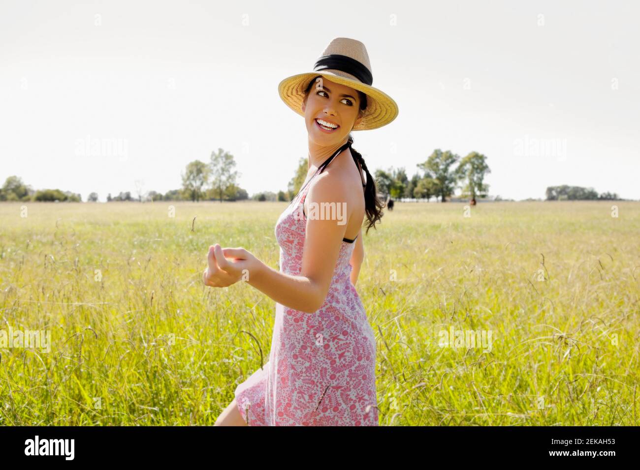 Gorgeous woman walking field in hi-res stock photography and images - Alamy